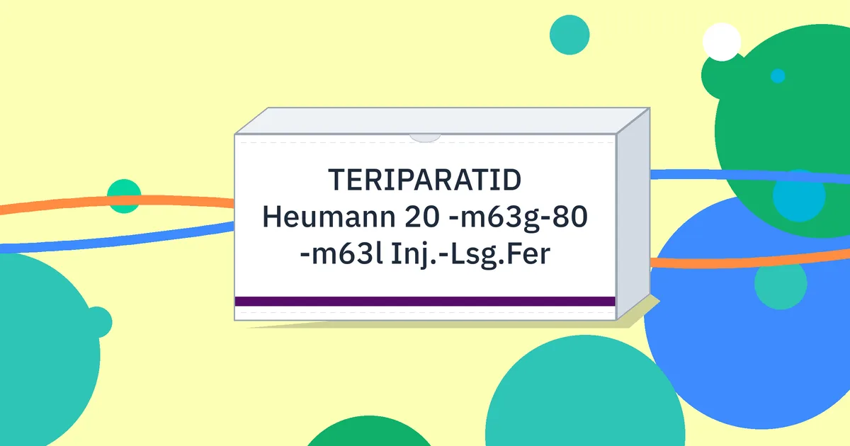 Symbolbild: Packung mit der Aufschrift TERIPARATID Heumann 20 -m63g-80 -m63l Inj.-Lsg.Fer (PZN 16906665) – Verfügbarkeit und Bezug in Apotheken in Frankfurt am Main