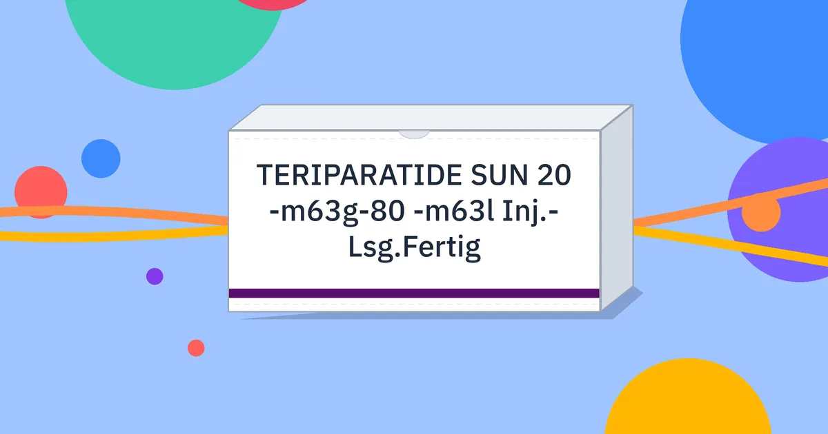 Symbolbild: Packung mit der Aufschrift TERIPARATIDE SUN 20 -m63g-80 -m63l Inj.-Lsg.Fertig (PZN 18337361) – Verfügbarkeit und Bezug in Apotheken in Frankfurt am Main