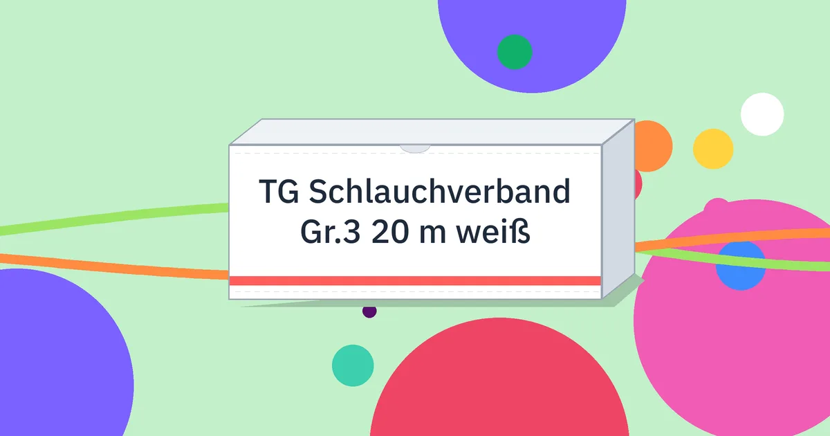 Symbolbild: Packung mit der Aufschrift TG Schlauchverband Gr.3 20 m weiß (PZN 01020246) – Verfügbarkeit und Bezug in Apotheken in Frankfurt am Main
