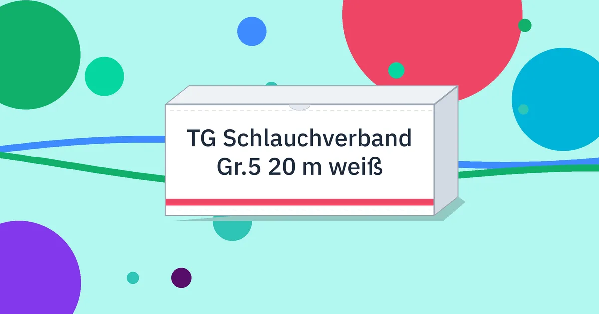 Symbolbild: Packung mit der Aufschrift TG Schlauchverband Gr.5 20 m weiß (PZN 18427839) – Verfügbarkeit und Bezug in Apotheken in Frankfurt am Main