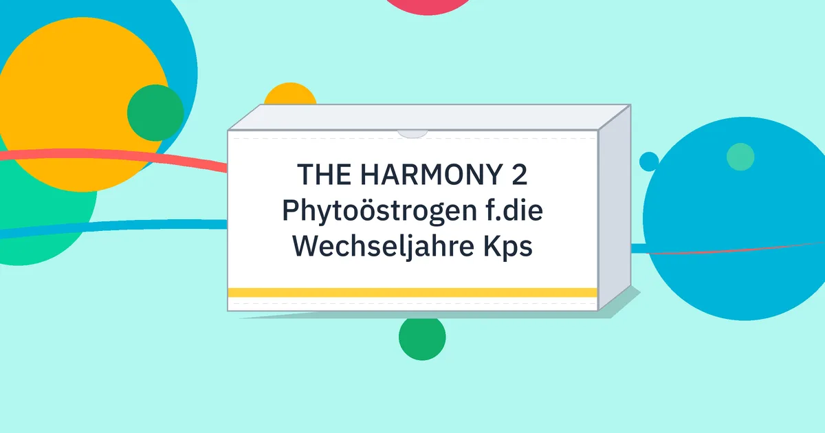 Symbolbild: Packung mit der Aufschrift THE HARMONY 2 Phytoöstrogen f.die Wechseljahre Kps (PZN 19668605) – Verfügbarkeit und Bezug in Apotheken in Frankfurt am Main