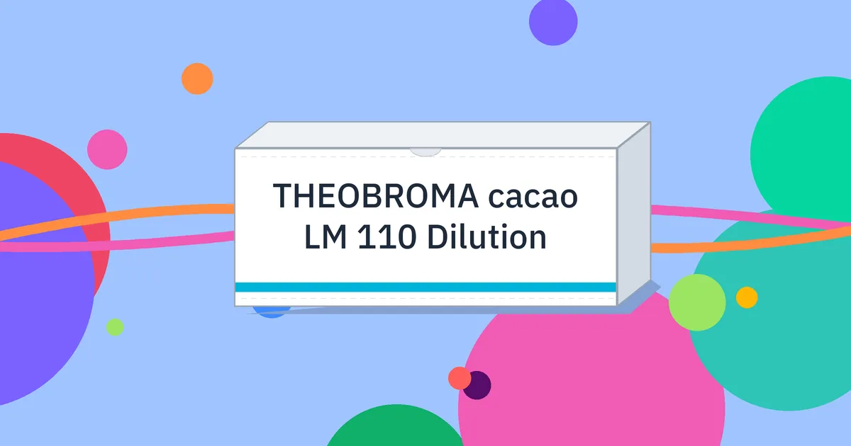 Symbolbild: Packung mit der Aufschrift THEOBROMA cacao LM 110 Dilution (PZN 13220080) – Verfügbarkeit und Bezug in Apotheken in Frankfurt am Main