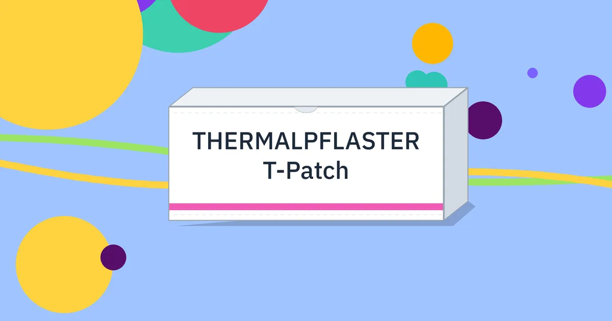 Symbolbild: Packung mit der Aufschrift THERMALPFLASTER T-Patch (PZN 19926272) – Verfügbarkeit und Bezug in Apotheken in Frankfurt am Main