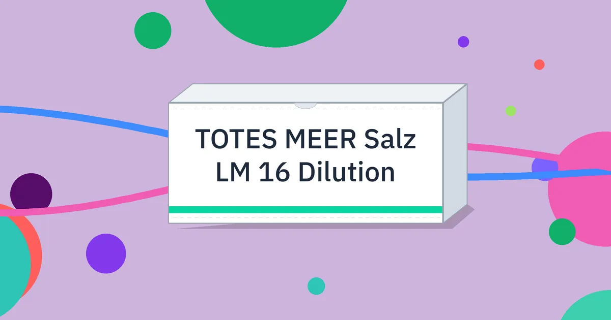 Symbolbild: Packung mit der Aufschrift TOTES MEER Salz LM 16 Dilution (PZN 13226243) – Verfügbarkeit und Bezug in Apotheken in Frankfurt am Main
