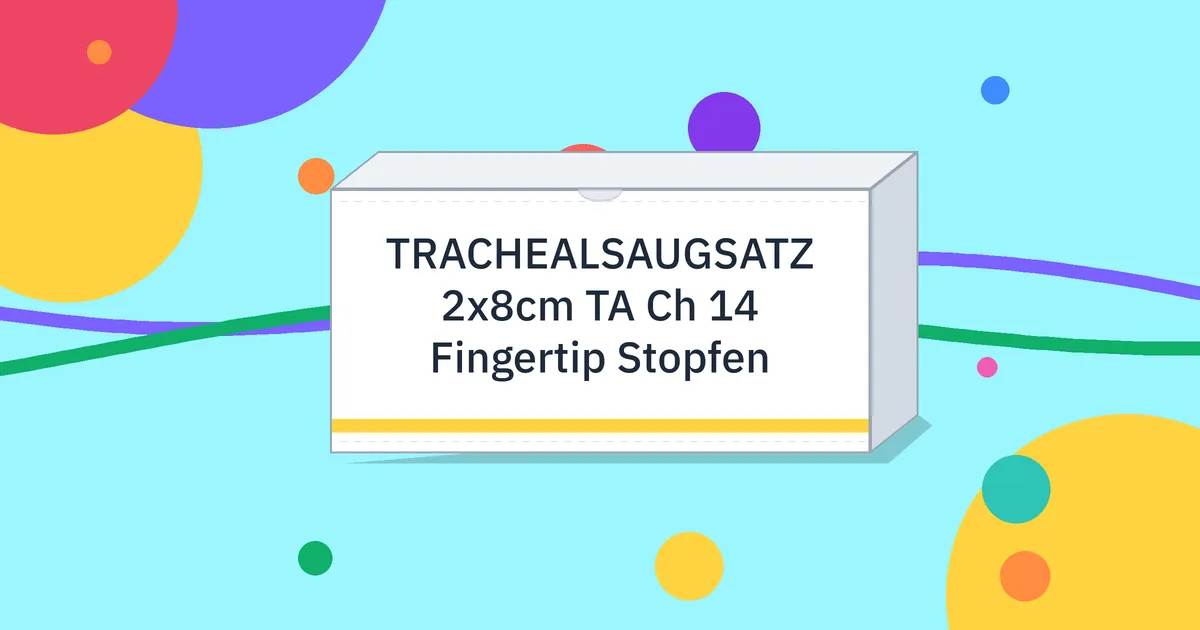 Symbolbild: Packung mit der Aufschrift TRACHEALSAUGSATZ 2x8cm TA Ch 14 Fingertip Stopfen (PZN 17488767) – Verfügbarkeit und Bezug in Apotheken in Frankfurt am Main