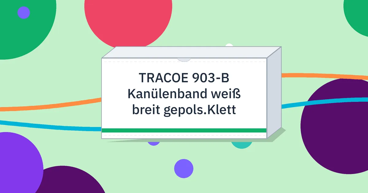 Symbolbild: Packung mit der Aufschrift TRACOE 903-B Kanülenband weiß breit gepols.Klett (PZN 02722393) – Verfügbarkeit und Bezug in Apotheken in Frankfurt am Main