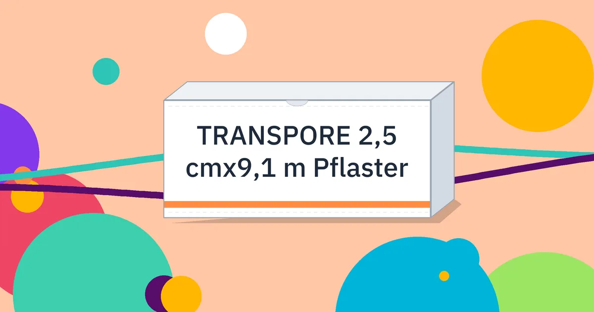 Symbolbild: Packung mit der Aufschrift TRANSPORE 2,5 cmx9,1 m Pflaster (PZN 00150225) – Verfügbarkeit und Bezug in Apotheken in Frankfurt am Main
