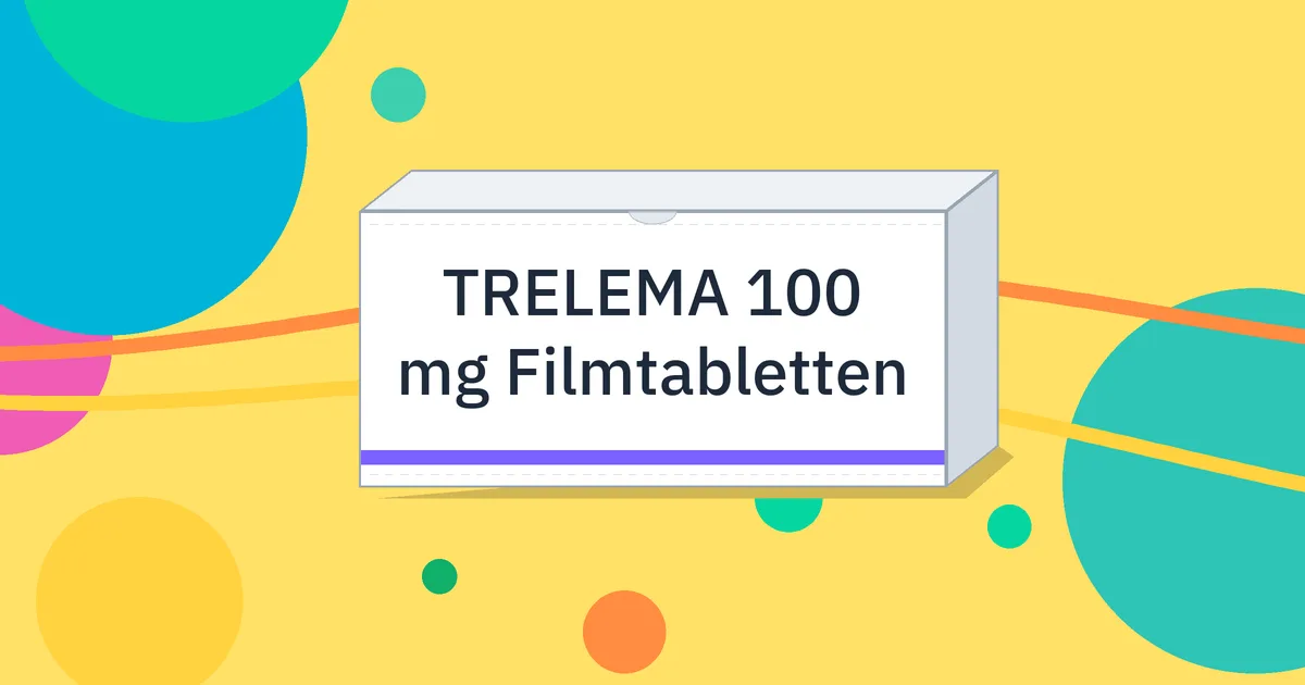 Symbolbild: Packung mit der Aufschrift TRELEMA 100 mg Filmtabletten (PZN 19835807) – Verfügbarkeit und Bezug in Apotheken in Frankfurt am Main