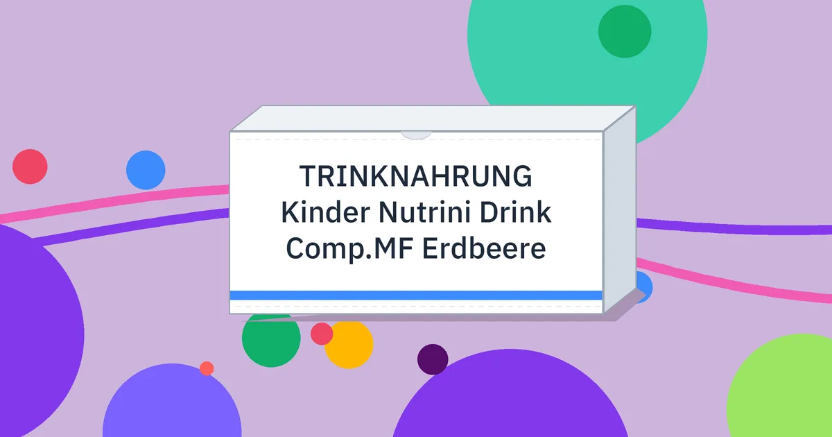 Symbolbild: Packung mit der Aufschrift TRINKNAHRUNG Kinder Nutrini Drink Comp.MF Erdbeere (PZN 13968708) – Verfügbarkeit und Bezug in Apotheken in Frankfurt am Main