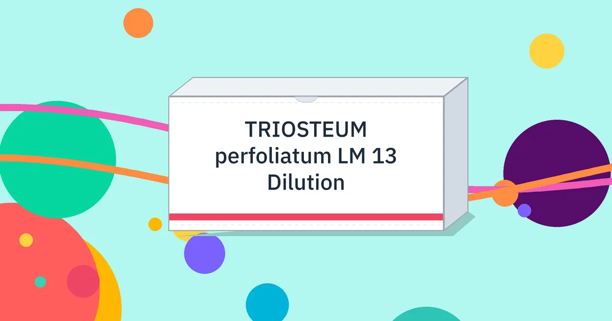Symbolbild: Packung mit der Aufschrift TRIOSTEUM perfoliatum LM 13 Dilution (PZN 13227596) – Verfügbarkeit und Bezug in Apotheken in Frankfurt am Main