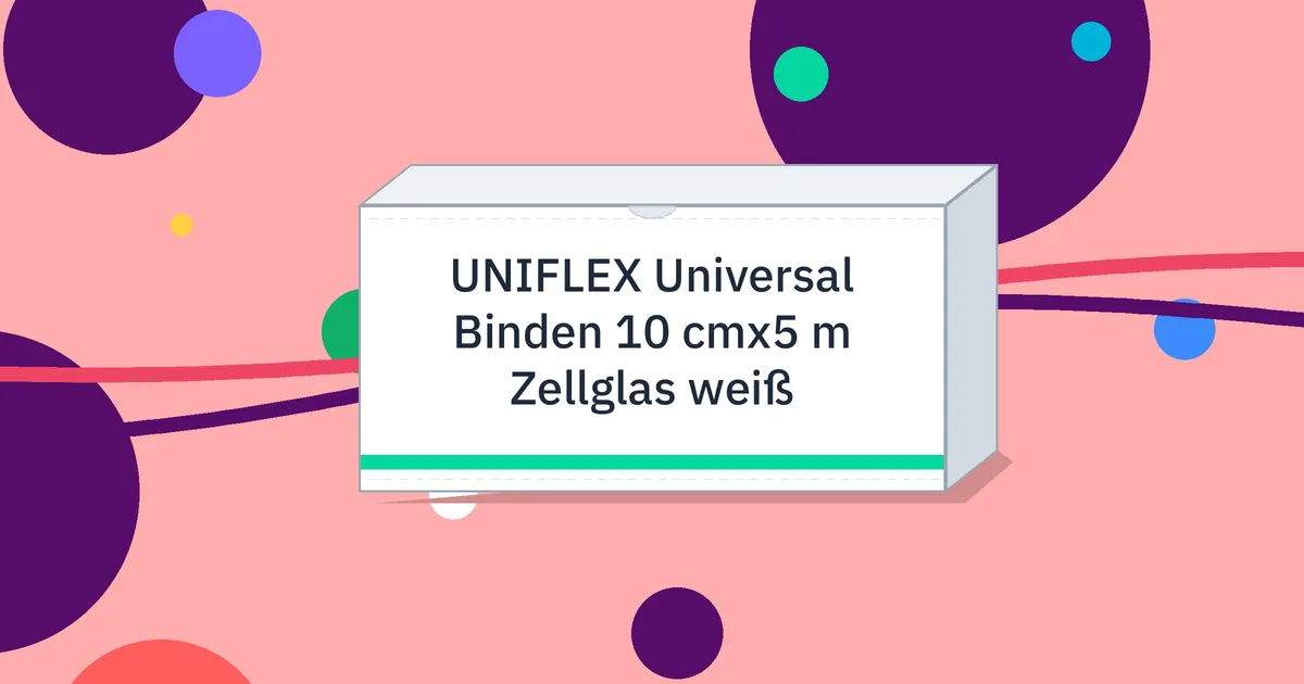 Symbolbild: Packung mit der Aufschrift UNIFLEX Universal Binden 10 cmx5 m Zellglas weiß (PZN 13871015) – Verfügbarkeit und Bezug in Apotheken in Frankfurt am Main