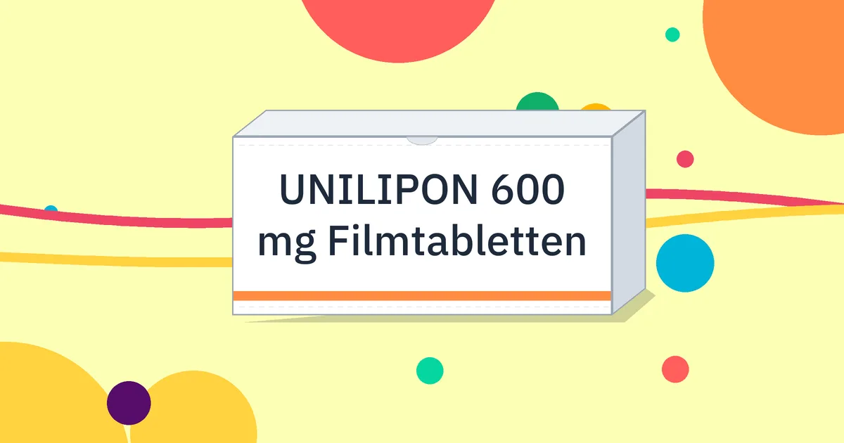 Symbolbild: Packung mit der Aufschrift UNILIPON 600 mg Filmtabletten (PZN 04643930) – Verfügbarkeit und Bezug in Apotheken in Frankfurt am Main