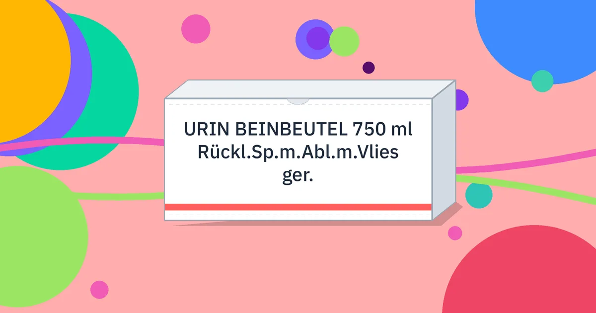 Symbolbild: Packung mit der Aufschrift URIN BEINBEUTEL 750 ml Rückl.Sp.m.Abl.m.Vlies ger. (PZN 07517137) – Verfügbarkeit und Bezug in Apotheken in Frankfurt am Main