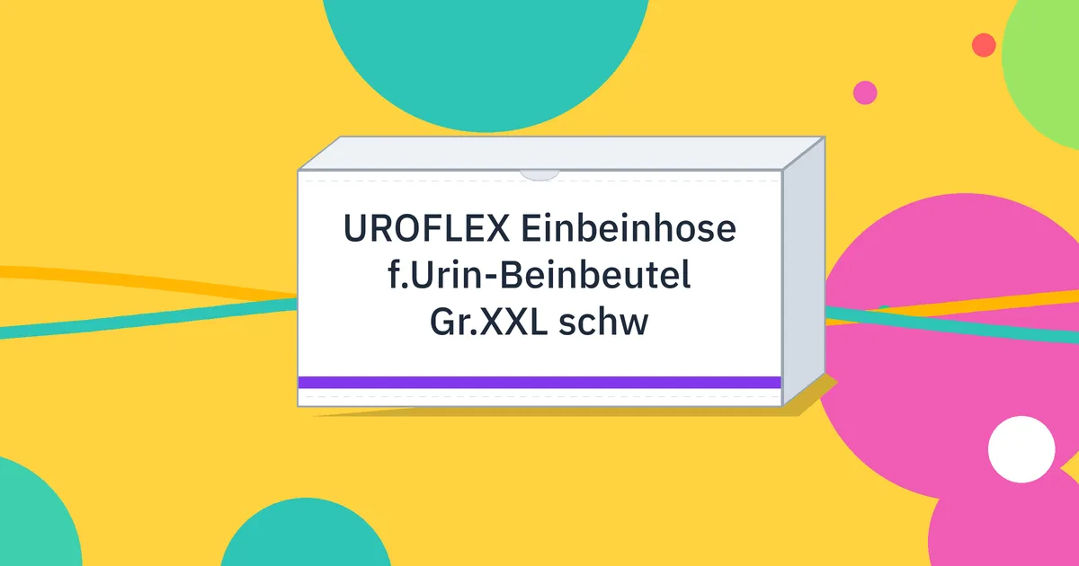Symbolbild: Packung mit der Aufschrift UROFLEX Einbeinhose f.Urin-Beinbeutel Gr.XXL schw (PZN 20305434) – Verfügbarkeit und Bezug in Apotheken in Frankfurt am Main