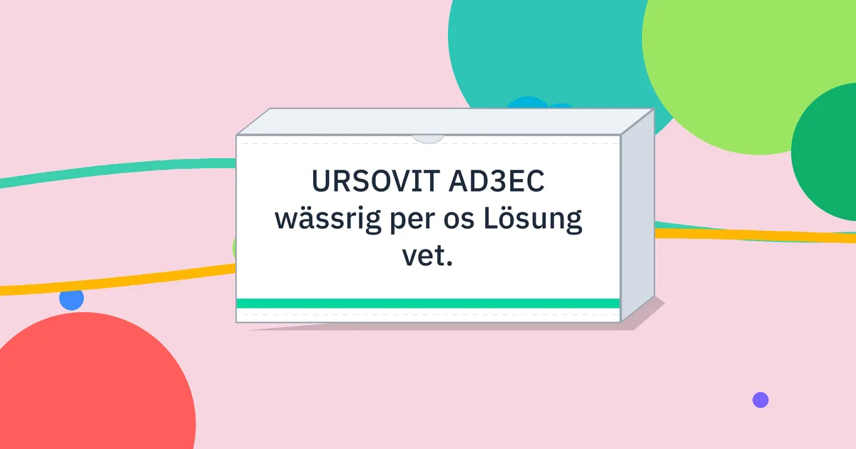 Symbolbild: Packung mit der Aufschrift URSOVIT AD3EC wässrig per os Lösung vet. (PZN 07005199) – Verfügbarkeit und Bezug in Apotheken in Frankfurt am Main