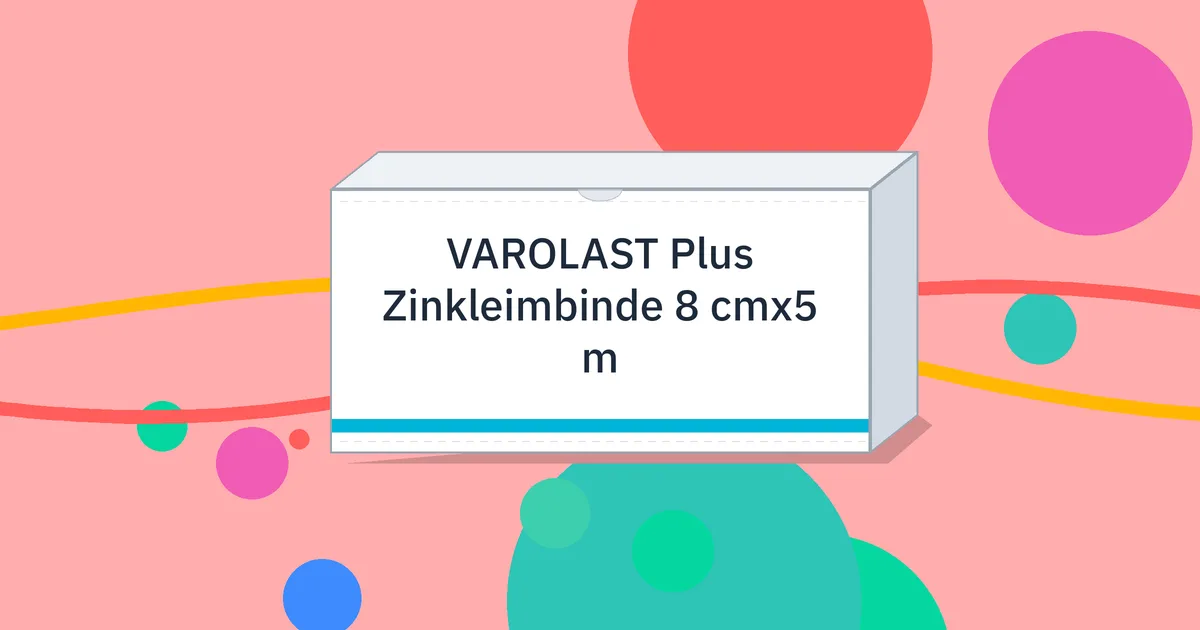 Symbolbild: Packung mit der Aufschrift VAROLAST Plus Zinkleimbinde 8 cmx5 m (PZN 00007290) – Verfügbarkeit und Bezug in Apotheken in Frankfurt am Main