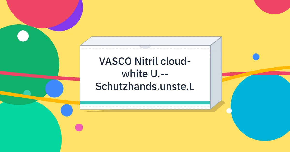 Symbolbild: Packung mit der Aufschrift VASCO Nitril cloud-white U.--Schutzhands.unste.L (PZN 18714059) – Verfügbarkeit und Bezug in Apotheken in Frankfurt am Main
