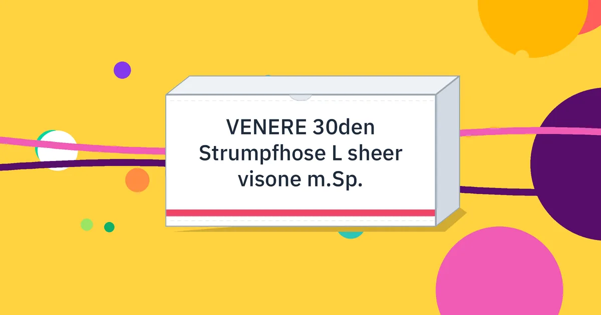 Symbolbild: Packung mit der Aufschrift VENERE 30den Strumpfhose L sheer visone m.Sp. (PZN 16172269) – Verfügbarkeit und Bezug in Apotheken in Frankfurt am Main