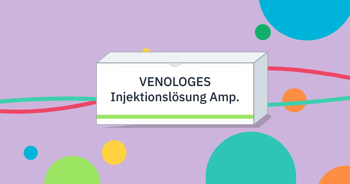 Symbolbild: Packung mit der Aufschrift VENOLOGES Injektionslösung Amp. (PZN 12355027) – Verfügbarkeit und Bezug in Apotheken in Frankfurt am Main