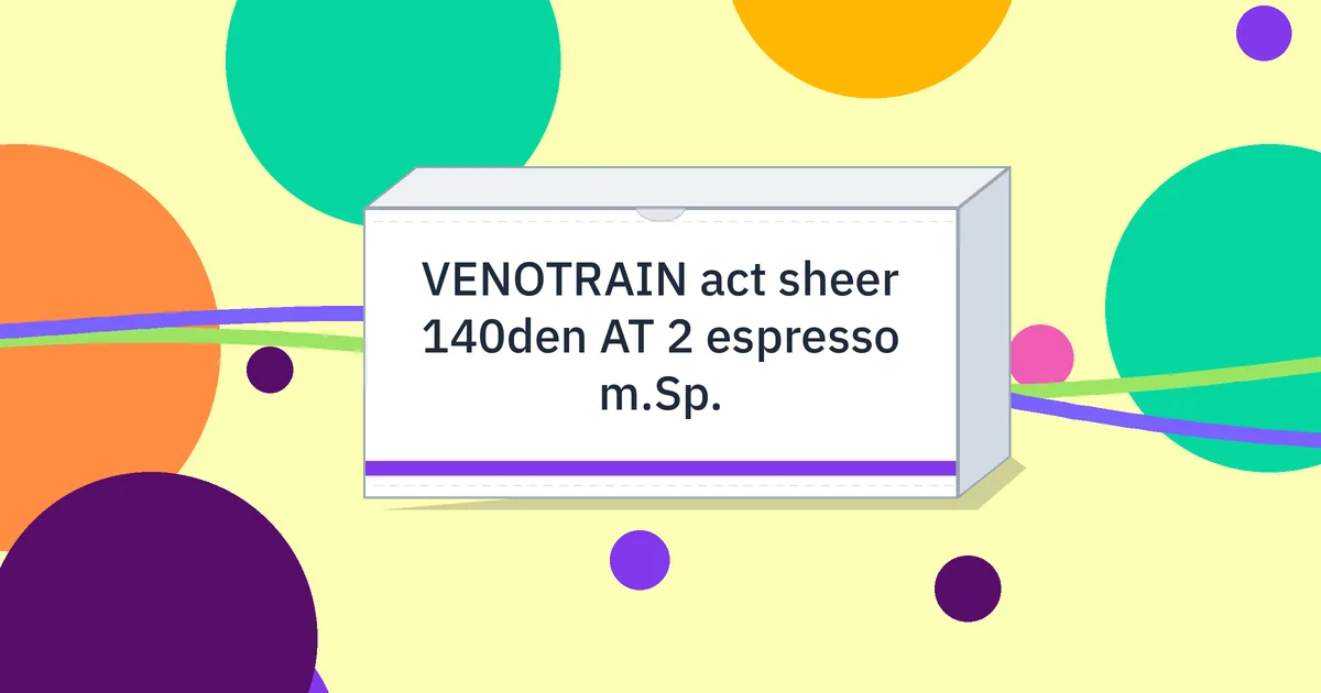 Symbolbild: Packung mit der Aufschrift VENOTRAIN act sheer 140den AT 2 espresso m.Sp. (PZN 16207335) – Verfügbarkeit und Bezug in Apotheken in Frankfurt am Main