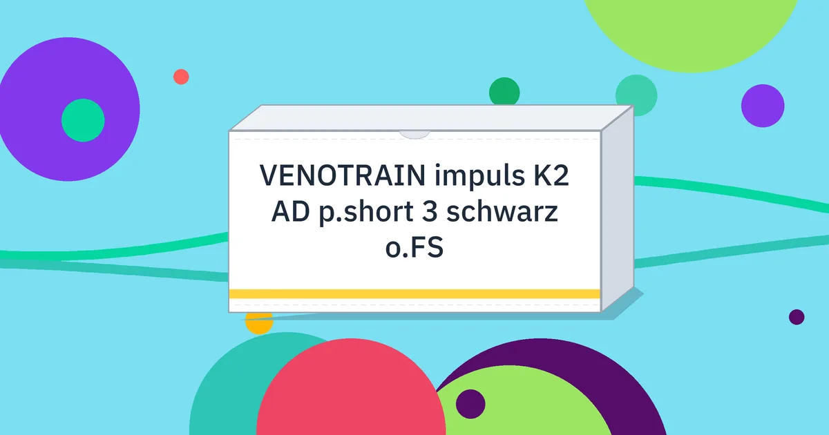 Symbolbild: Packung mit der Aufschrift VENOTRAIN impuls K2 AD p.short 3 schwarz o.FS (PZN 00627667) – Verfügbarkeit und Bezug in Apotheken in Frankfurt am Main