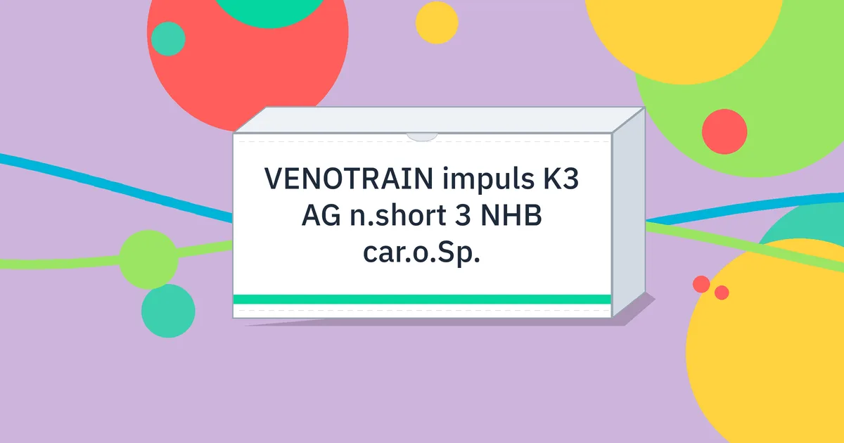 Symbolbild: Packung mit der Aufschrift VENOTRAIN impuls K3 AG n.short 3 NHB car.o.Sp. (PZN 08421847) – Verfügbarkeit und Bezug in Apotheken in Frankfurt am Main