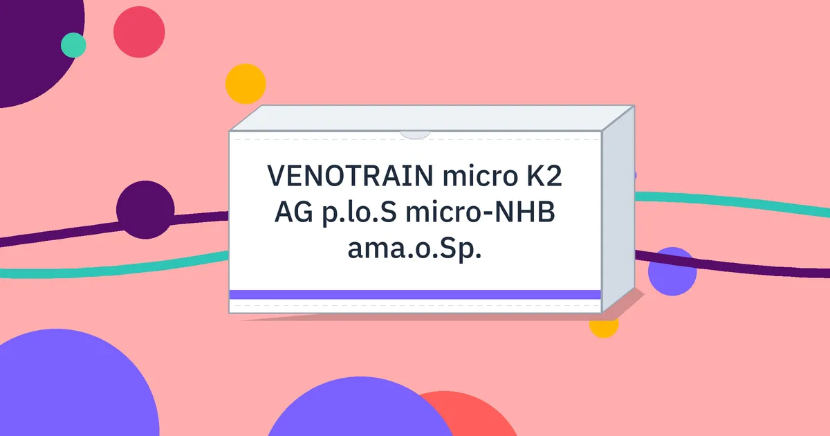 Symbolbild: Packung mit der Aufschrift VENOTRAIN micro K2 AG p.lo.S micro-NHB ama.o.Sp. (PZN 16066001) – Verfügbarkeit und Bezug in Apotheken in Frankfurt am Main