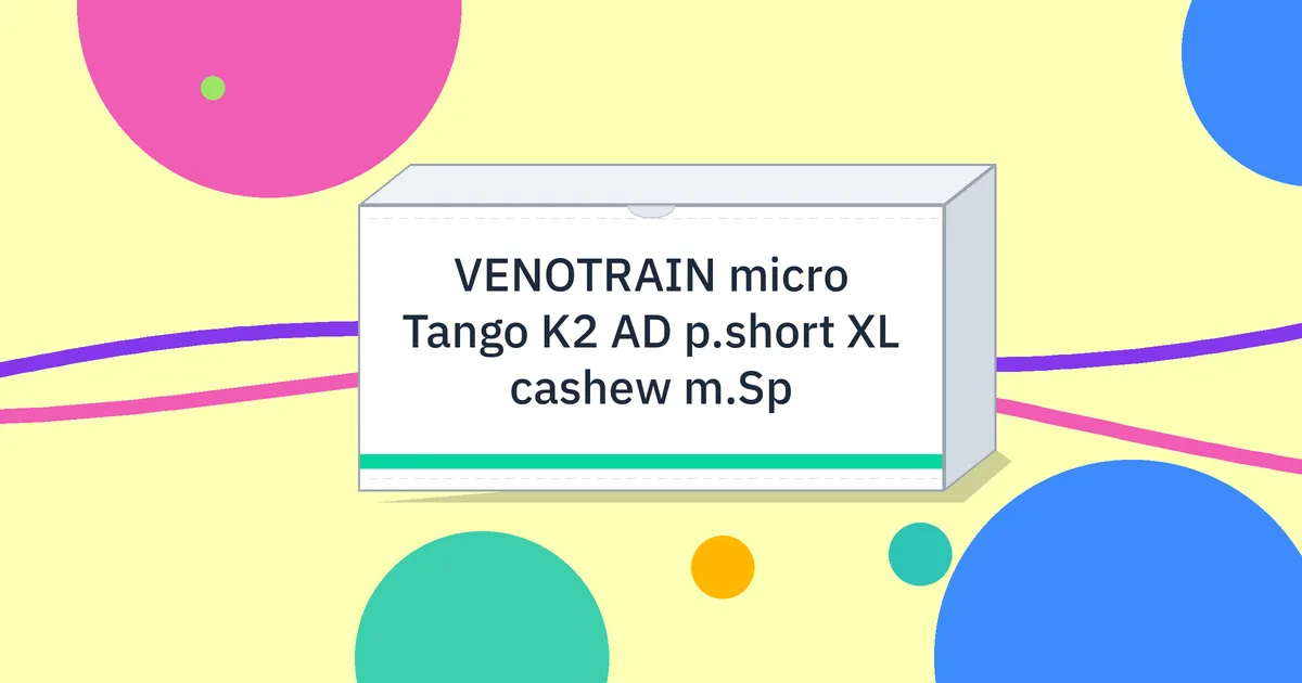 Symbolbild: Packung mit der Aufschrift VENOTRAIN micro Tango K2 AD p.short XL cashew m.Sp (PZN 20765791) – Verfügbarkeit und Bezug in Apotheken in Frankfurt am Main