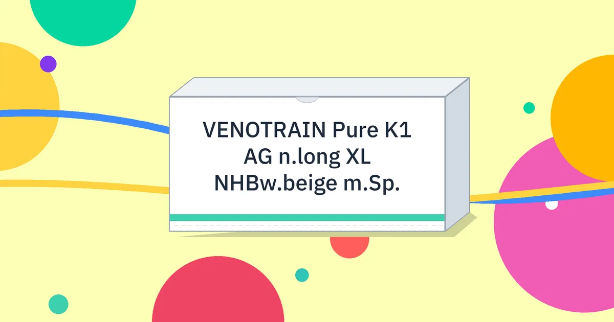 Symbolbild: Packung mit der Aufschrift VENOTRAIN Pure K1 AG n.long XL NHBw.beige m.Sp. (PZN 18145609) – Verfügbarkeit und Bezug in Apotheken in Frankfurt am Main