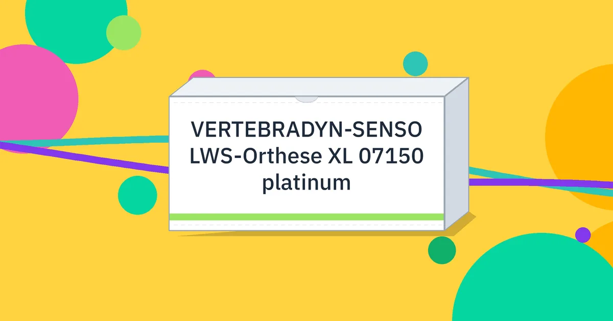 Symbolbild: Packung mit der Aufschrift VERTEBRADYN-SENSO LWS-Orthese XL 07150 platinum (PZN 05542906) – Verfügbarkeit und Bezug in Apotheken in Frankfurt am Main