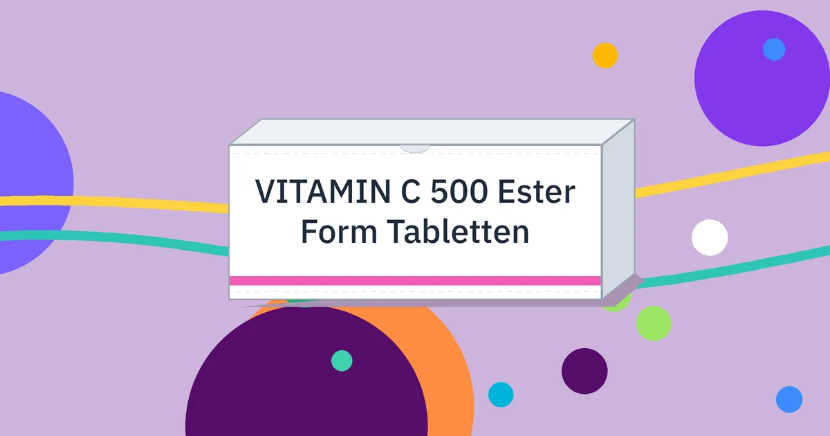 Symbolbild: Packung mit der Aufschrift VITAMIN C 500 Ester Form Tabletten (PZN 01083821) – Verfügbarkeit und Bezug in Apotheken in Frankfurt am Main