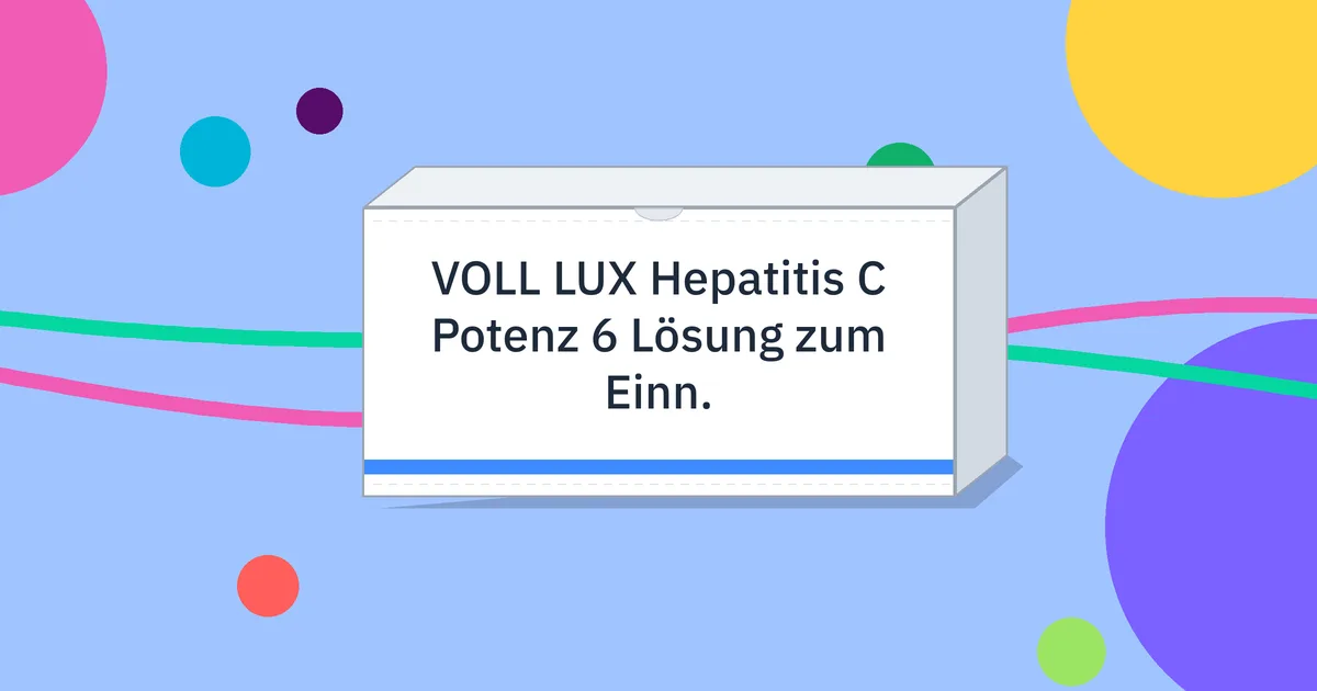 Symbolbild: Packung mit der Aufschrift VOLL LUX Hepatitis C Potenz 6 Lösung zum Einn. (PZN 12390466) – Verfügbarkeit und Bezug in Apotheken in Frankfurt am Main