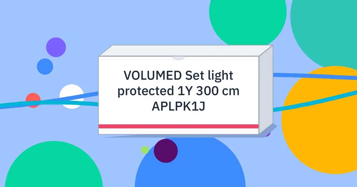 Symbolbild: Packung mit der Aufschrift VOLUMED Set light protected 1Y 300 cm APLPK1J (PZN 13475236) – Verfügbarkeit und Bezug in Apotheken in Frankfurt am Main