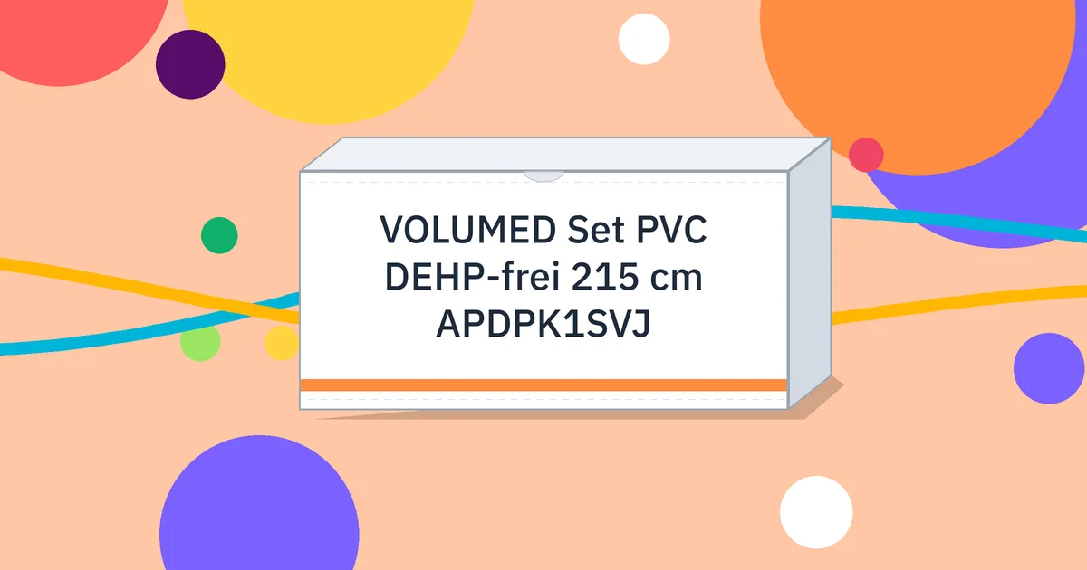 Symbolbild: Packung mit der Aufschrift VOLUMED Set PVC DEHP-frei 215 cm APDPK1SVJ (PZN 13475006) – Verfügbarkeit und Bezug in Apotheken in Frankfurt am Main
