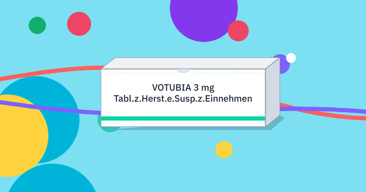 Symbolbild: Packung mit der Aufschrift VOTUBIA 3 mg Tabl.z.Herst.e.Susp.z.Einnehmen (PZN 18166451) – Verfügbarkeit und Bezug in Apotheken in Frankfurt am Main