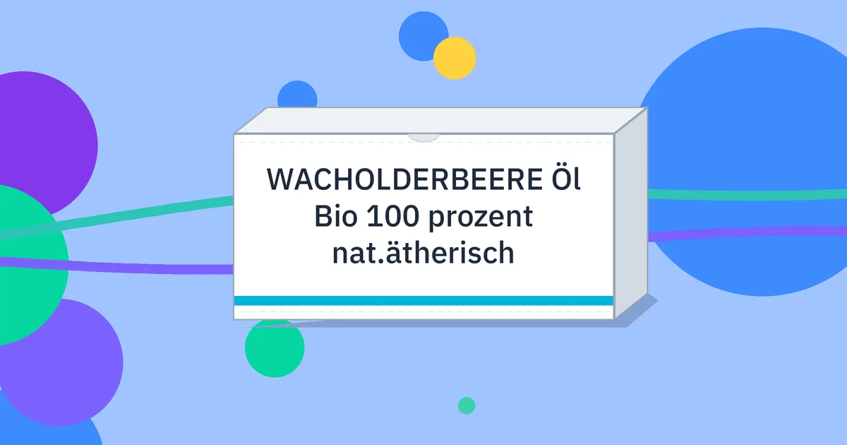 Symbolbild: Packung mit der Aufschrift WACHOLDERBEERE Öl Bio 100 prozent nat.ätherisch (PZN 11016116) – Verfügbarkeit und Bezug in Apotheken in Frankfurt am Main