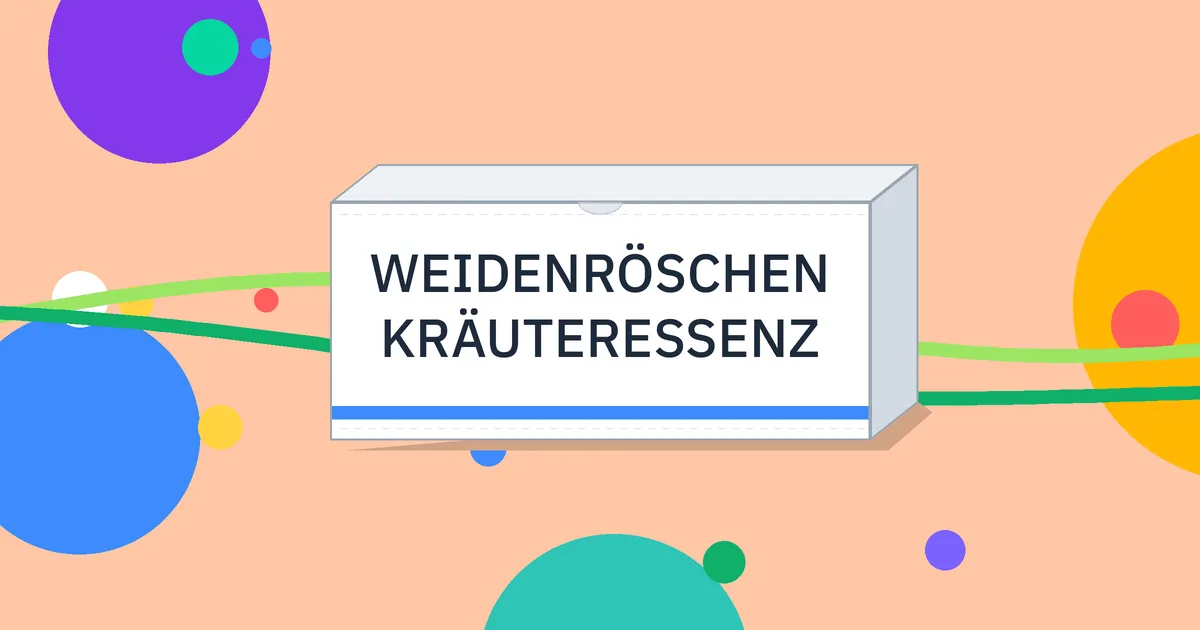 Symbolbild: Packung mit der Aufschrift WEIDENRÖSCHEN KRÄUTERESSENZ (PZN 16361148) – Verfügbarkeit und Bezug in Apotheken in Frankfurt am Main