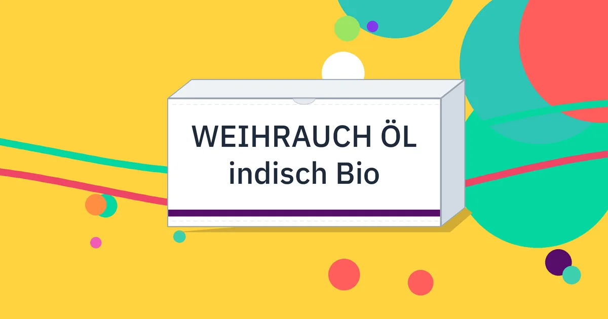 Symbolbild: Packung mit der Aufschrift WEIHRAUCH ÖL indisch Bio (PZN 11283024) – Verfügbarkeit und Bezug in Apotheken in Frankfurt am Main