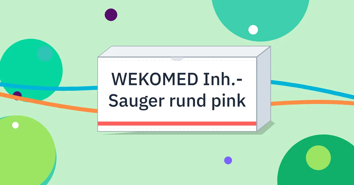 Symbolbild: Packung mit der Aufschrift WEKOMED Inh.-Sauger rund pink (PZN 04921607) – Verfügbarkeit und Bezug in Apotheken in Frankfurt am Main