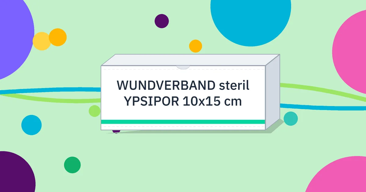 Symbolbild: Packung mit der Aufschrift WUNDVERBAND steril YPSIPOR 10x15 cm (PZN 06337031) – Verfügbarkeit und Bezug in Apotheken in Frankfurt am Main