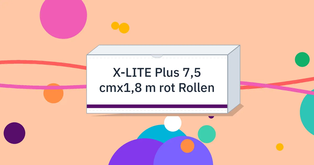 Symbolbild: Packung mit der Aufschrift X-LITE Plus 7,5 cmx1,8 m rot Rollen (PZN 14441452) – Verfügbarkeit und Bezug in Apotheken in Frankfurt am Main