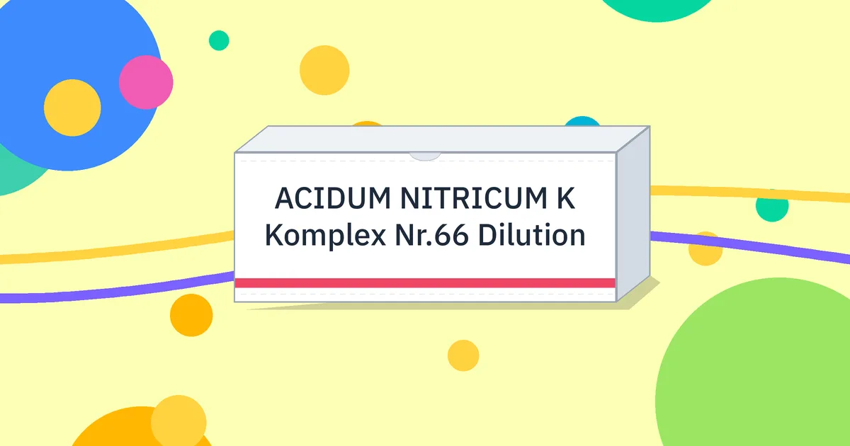 Symbolbild: Packung mit der Aufschrift ACIDUM NITRICUM K Komplex Nr.66 Dilution (PZN 01012910) – Verfügbarkeit und Bezug in Apotheken in Frankfurt am Main
