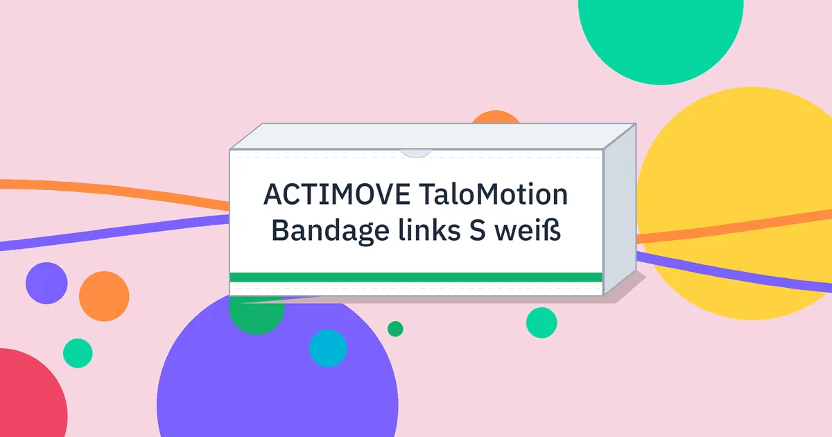 Symbolbild: Packung mit der Aufschrift ACTIMOVE TaloMotion Bandage links S weiß (PZN 17948683) – Verfügbarkeit und Bezug in Apotheken in Frankfurt am Main