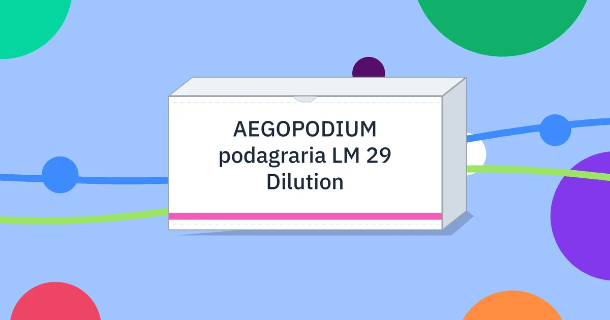 Symbolbild: Packung mit der Aufschrift AEGOPODIUM podagraria LM 29 Dilution (PZN 13298656) – Verfügbarkeit und Bezug in Apotheken in Frankfurt am Main