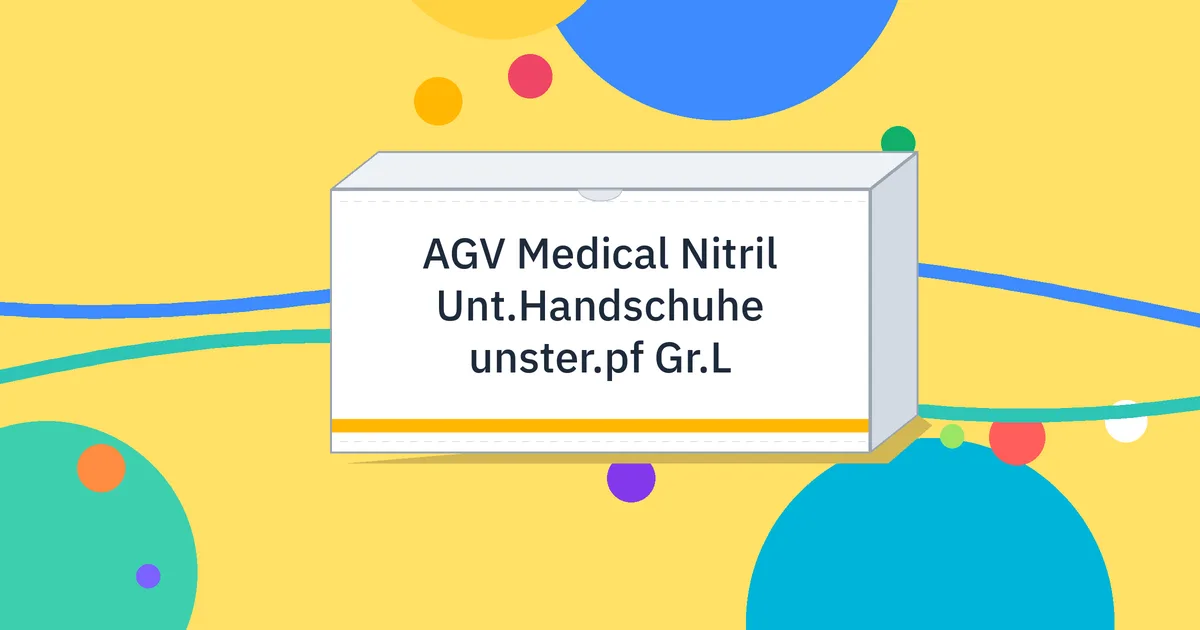 Symbolbild: Packung mit der Aufschrift AGV Medical Nitril Unt.Handschuhe unster.pf Gr.L (PZN 20202272) – Verfügbarkeit und Bezug in Apotheken in Frankfurt am Main