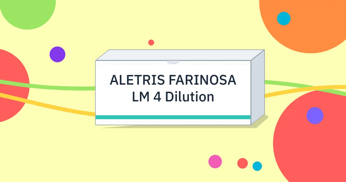 Symbolbild: Packung mit der Aufschrift ALETRIS FARINOSA LM 4 Dilution (PZN 13309590) – Verfügbarkeit und Bezug in Apotheken in Frankfurt am Main