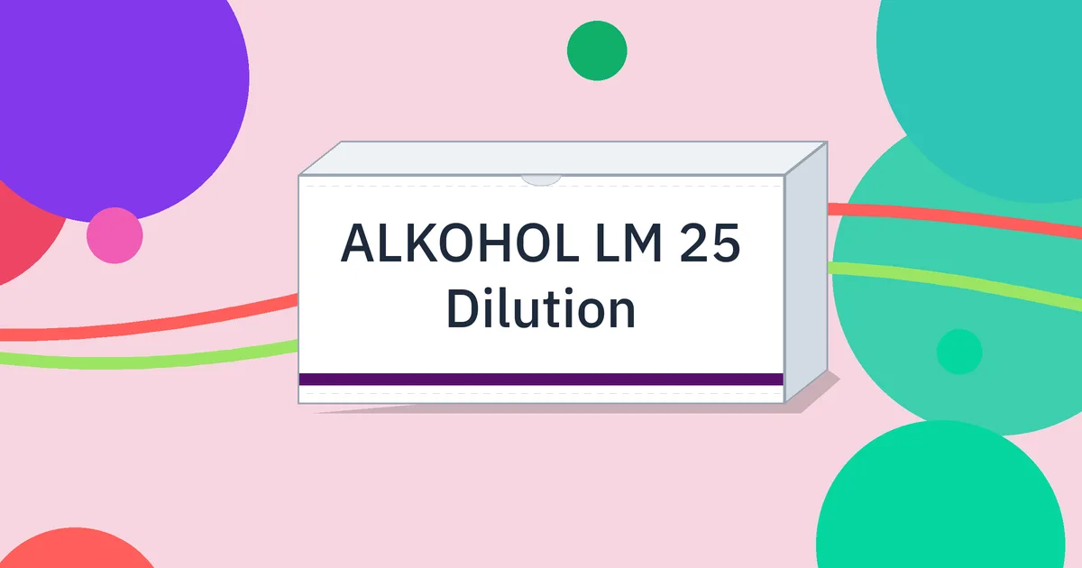 Symbolbild: Packung mit der Aufschrift ALKOHOL LM 25 Dilution (PZN 13311227) – Verfügbarkeit und Bezug in Apotheken in Frankfurt am Main