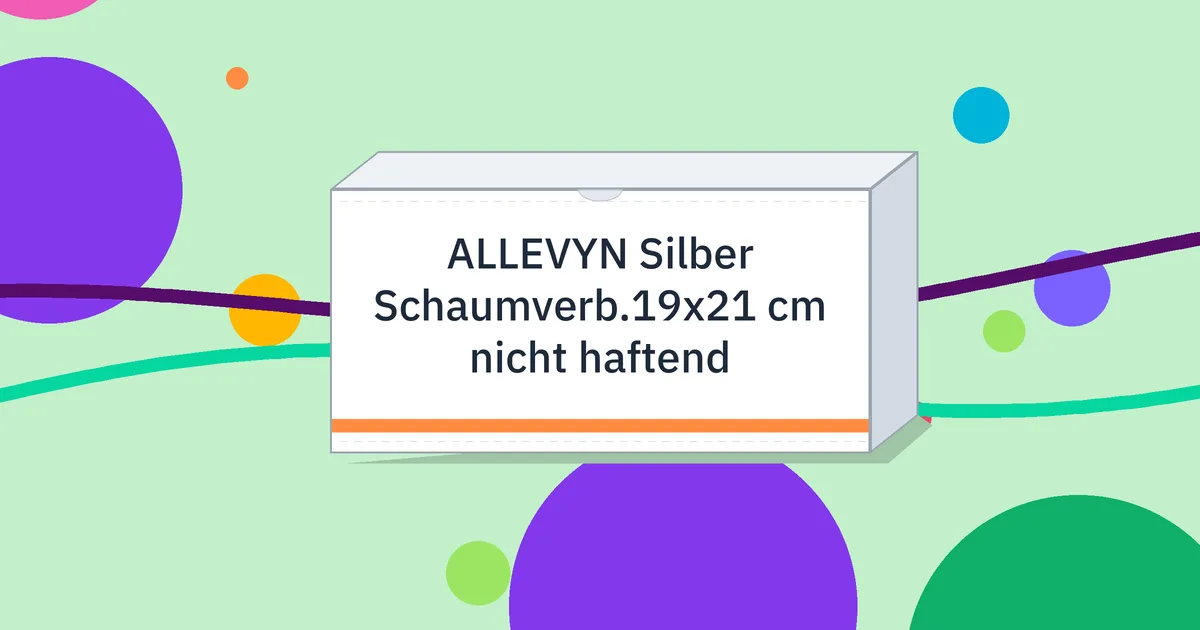 Symbolbild: Packung mit der Aufschrift ALLEVYN Silber Schaumverb.19x21 cm nicht haftend (PZN 09686737) – Verfügbarkeit und Bezug in Apotheken in Frankfurt am Main