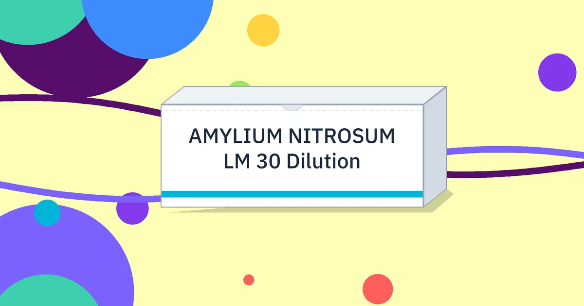 Symbolbild: Packung mit der Aufschrift AMYLIUM NITROSUM LM 30 Dilution (PZN 13326720) – Verfügbarkeit und Bezug in Apotheken in Frankfurt am Main