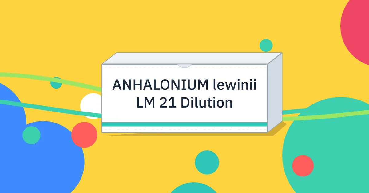Symbolbild: Packung mit der Aufschrift ANHALONIUM lewinii LM 21 Dilution (PZN 13369008) – Verfügbarkeit und Bezug in Apotheken in Frankfurt am Main